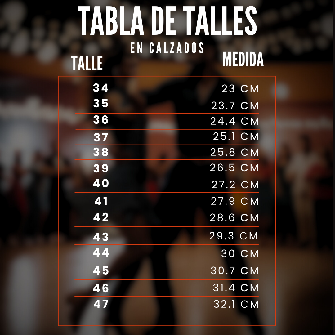 Calzados – Guía de talles y medidas – Bottier Calzados | Zapatos de baile